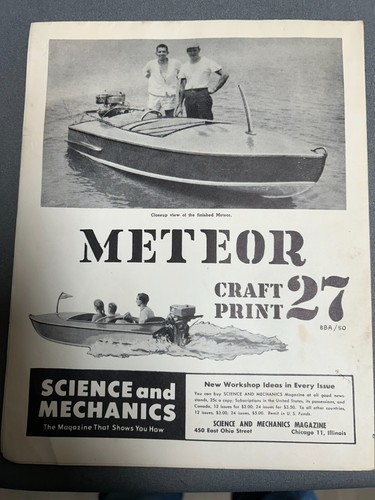 VINTAGE METEOR BOAT RUNABOUT SCIENCE AND MECHANICS BOAT PLANS New ...