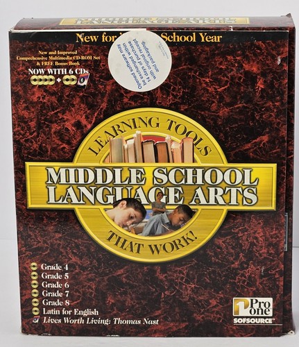 VINTAGE Pro One Middle School Language Arts Grade 4-8 CD-ROM SET W ...