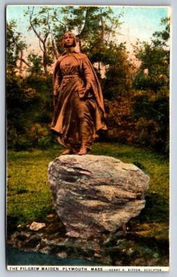 White Border Postcard Plymouth Massachusetts Pilgrim Maiden Statue | eBay