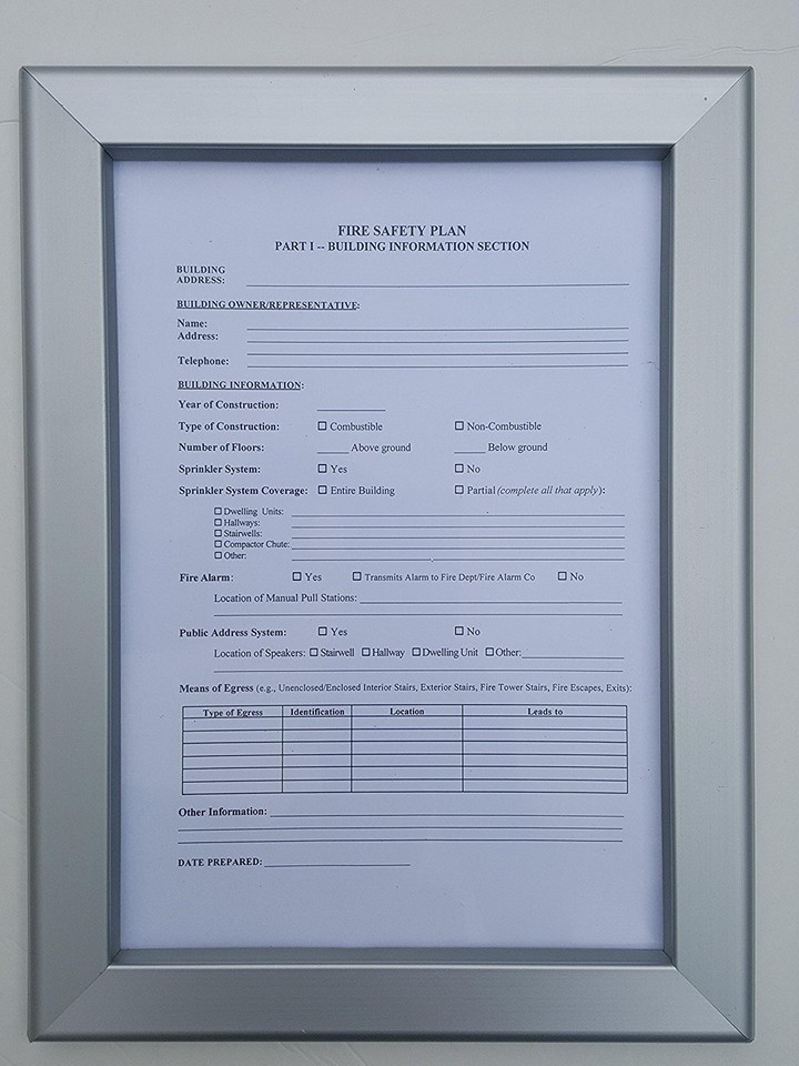 Fire Safety Plan Frame - 8.5 x 11 ( Heavy Duty)-REF24-1027 | eBay