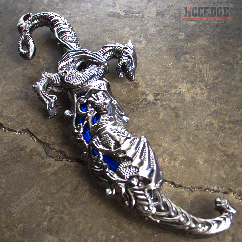 10" INLAY FANTASY DRAGON DAGGER W/ SHEATH Blade Knife Collectible ...