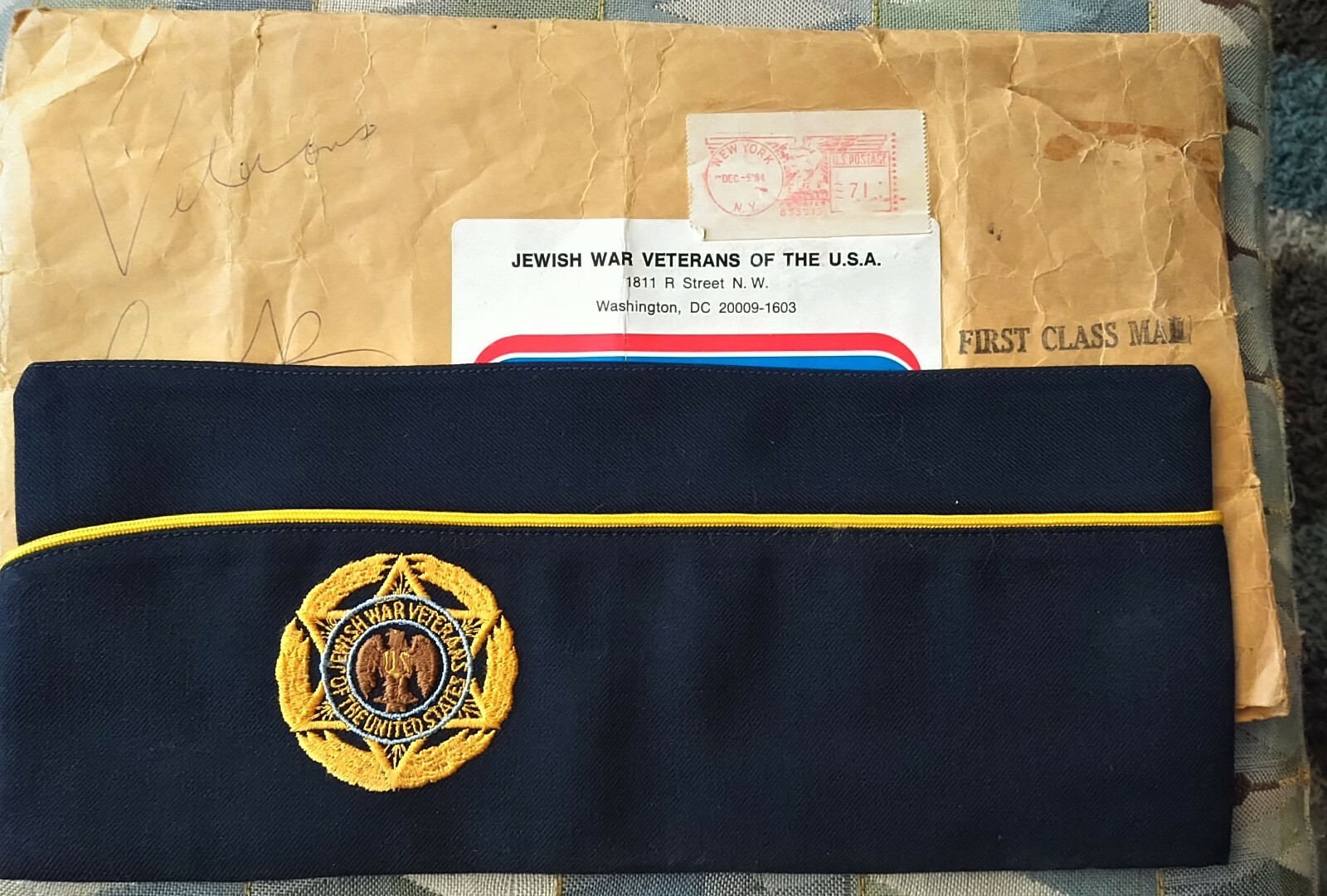 US Vintage WWII JEWISH WAR VETERANS OF THE UNITED STATES Cap Hat J.W.V ...