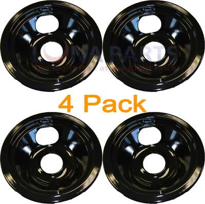 4 Pack KitchenAid Range 6" Black Porcelain Burner Drip Pan Bowl ...