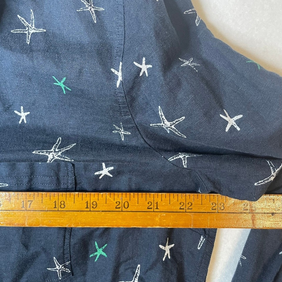 Banana Republic Soft Wash Shirt Womens XL Blue Green Starfish Linen ...