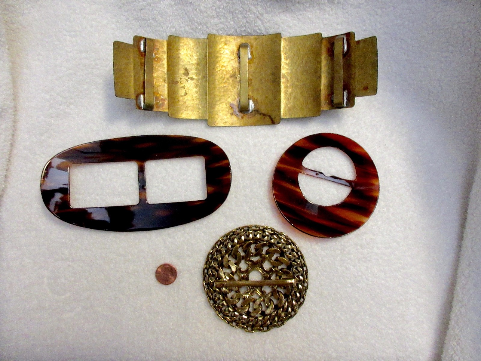 Lot 4 Vintage 1970's Belt Buckles Faux Tortoise Shell & Metal LARGE ...