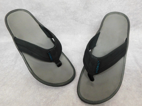 Vionic Sandals Men's 8.5 Thong Flip Flops Flats Slip On Black Fabric ...