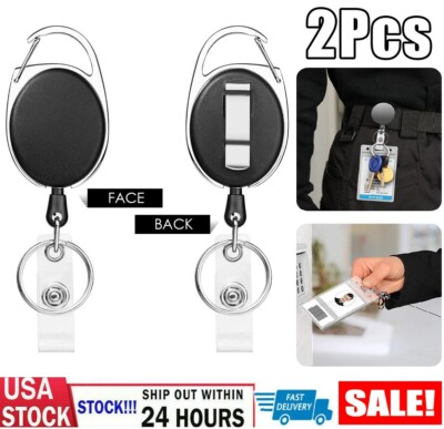 2PCS Key Tool Reel Holder Steel Clip Chain Belt Heavy Duty Split ...