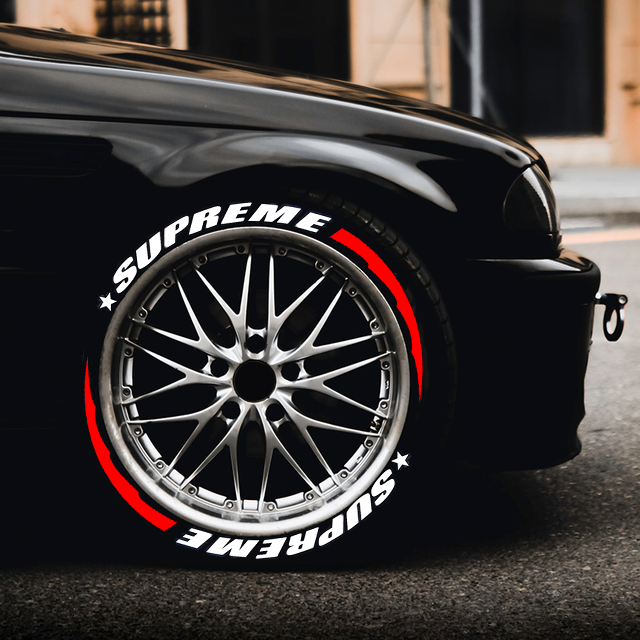 Car Tire Lettering Sticker SUPREME 1.06'' 14''-22'' Full Set For 4 ...