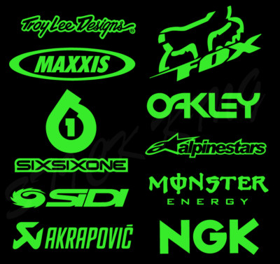 10 X Motocross MX Racing Sticker Kit - Sponsors Decals Fluorescent ...