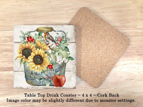 A Moll Grocer Galvanized Tub Drink Coasters ~ Set of 4 Cork Back ...