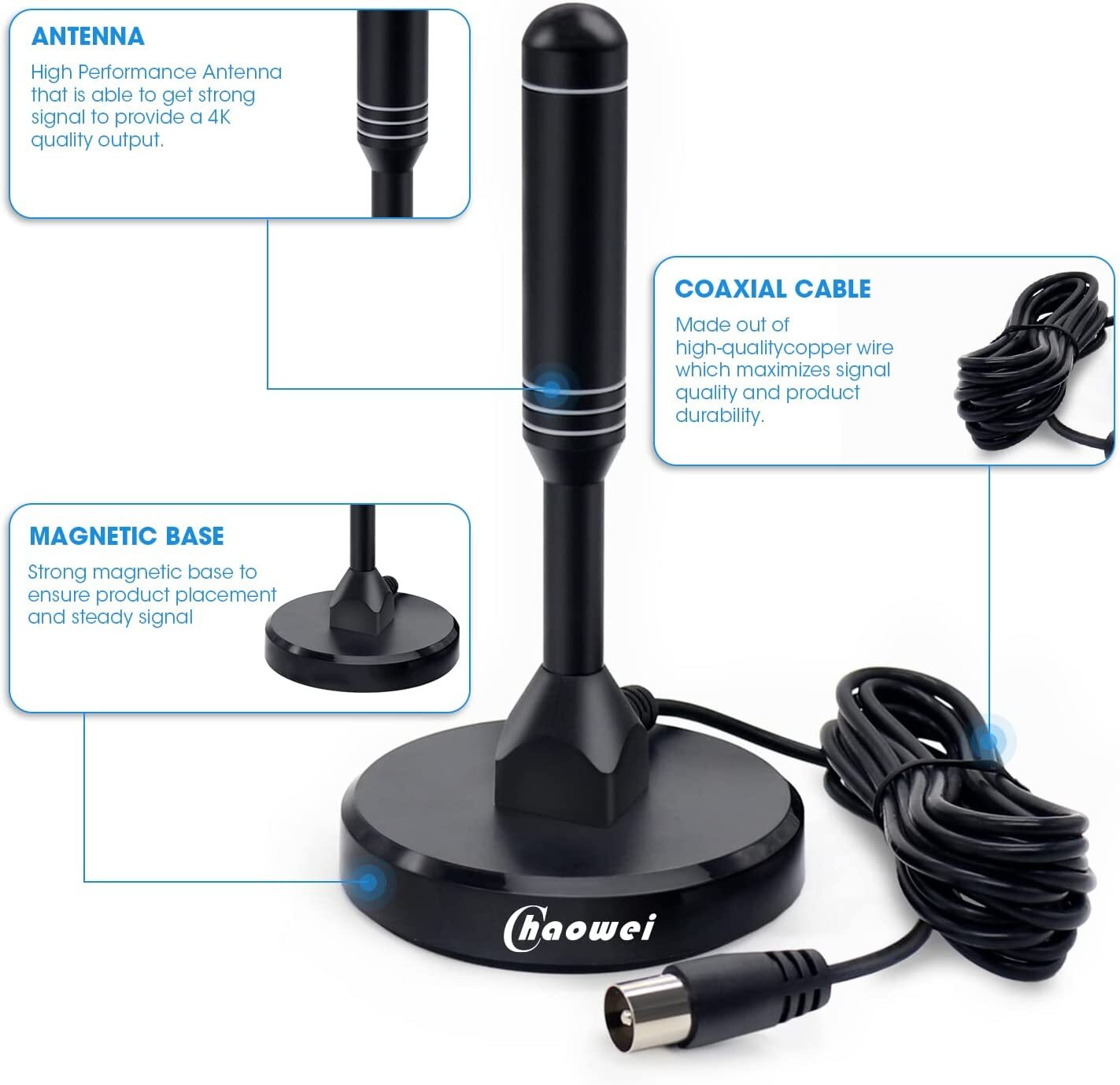 UK Best Portable TV Antenna Indoor Outdoor Digital HD Freeview Aerial ...