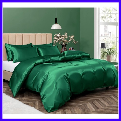 5 Pieces Satin Duvet Cover Full/Queen Size Set, Luxury Silky Like ...