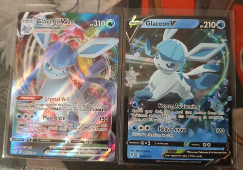 Glaceon VMAX 041/203 & Glaceon V 040/203 Evolving Skies Pokemon TCG NM ...
