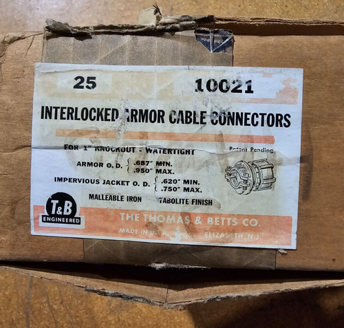 Thomas and Betts Interlocked Armor Cable Connectors Watertight 10021 ...