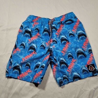 NEFF Jaws Shark Hot Tub Swim Trunks Surf Shorts Ocean Blue Men's size S ...