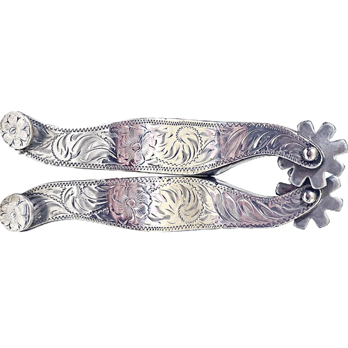 Vintage Sterling Silver Ladies 8 Point Blunt Rowel Fixed Button Monel ...