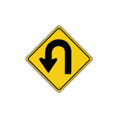 Left U Turn Symbol Traffic Control Road Novelty Aluminum Metal Sign ...