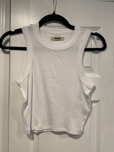 NWOT Madewell Size XS White Ribbed Supima Cotton Racerback Cropped Tank ...