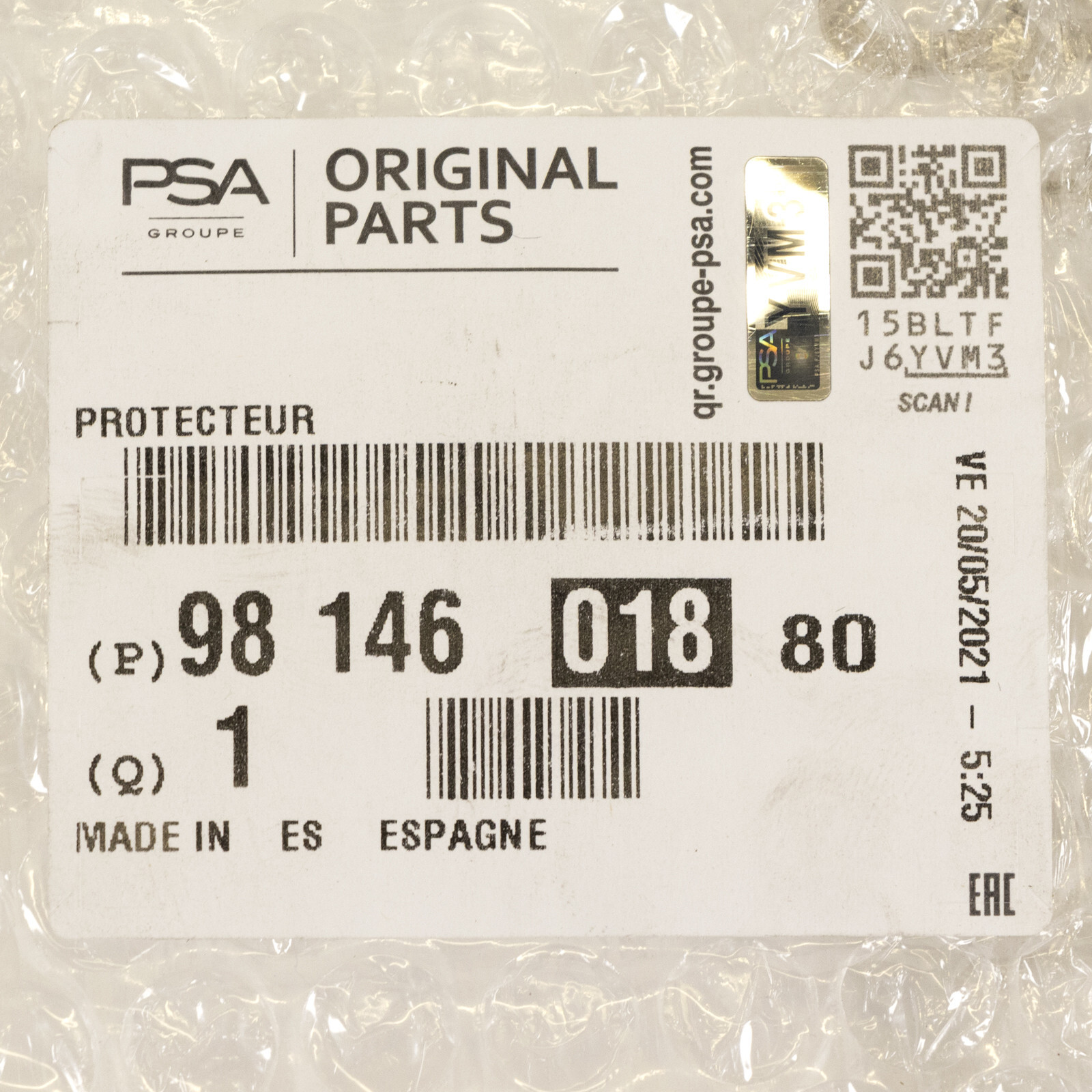 Protection du seuil de chargement d'origine PSA pour Peugeot 5008 II ...