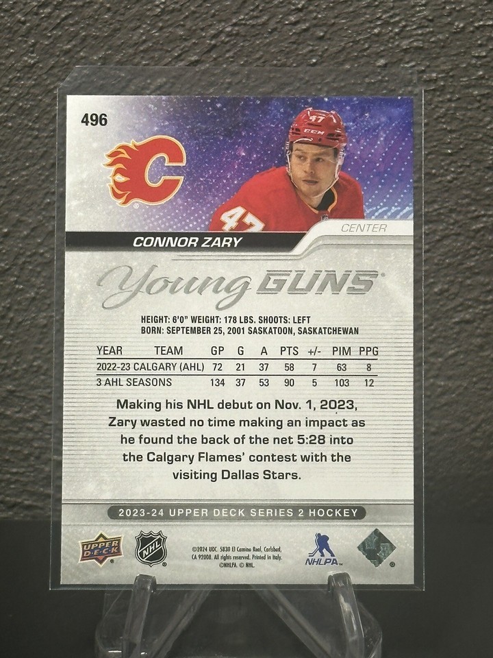 2023-24 UD Upper Deck Series 2 Connor Zary RC Young Guns Calgary Flames ...