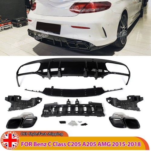 w/ C63 Style Exhaust For Mercedes C205 A205 Coupe 15-19 Rear Lower ...