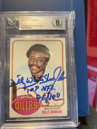 BILLY WHITE SHOES JOHNSON Autographed Signed 1976 Topps ROOKIE Oilers ...