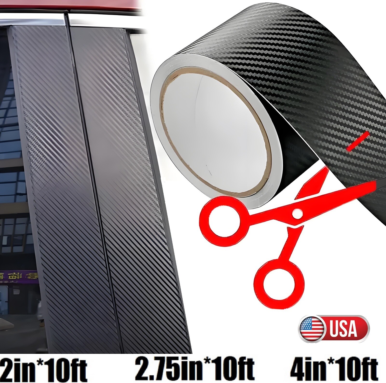 Car Carbon Fiber Vinyl Film Sticker Door Sill Scuff Anti Scratch Tape ...