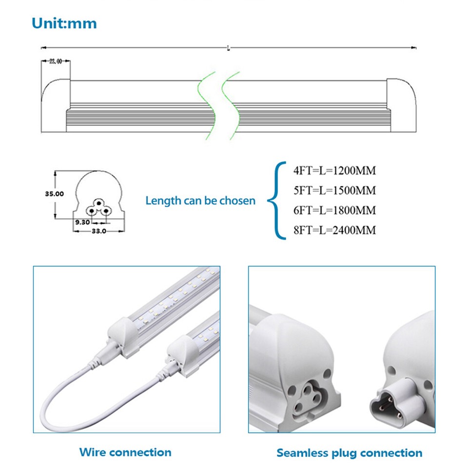 16Pack 72W 8FT Led Tube Light T8 Integrated 8 Foot Led Shop Light ...