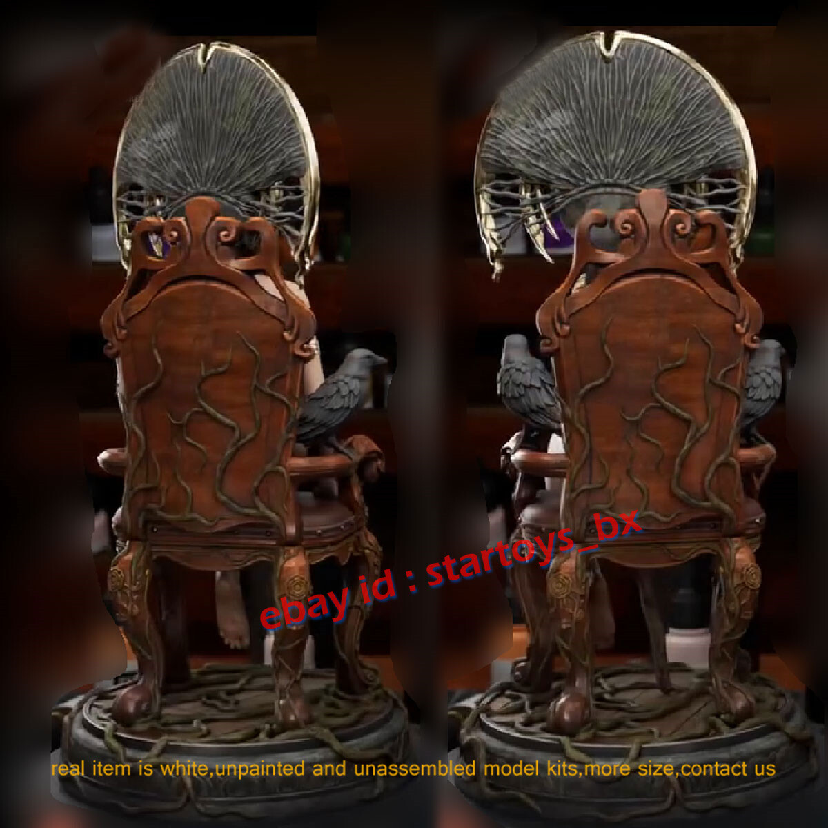 Vekna Goddess on Throne 1/8 1/6 1/4 Unpainted 3D Printed Model Kit ...