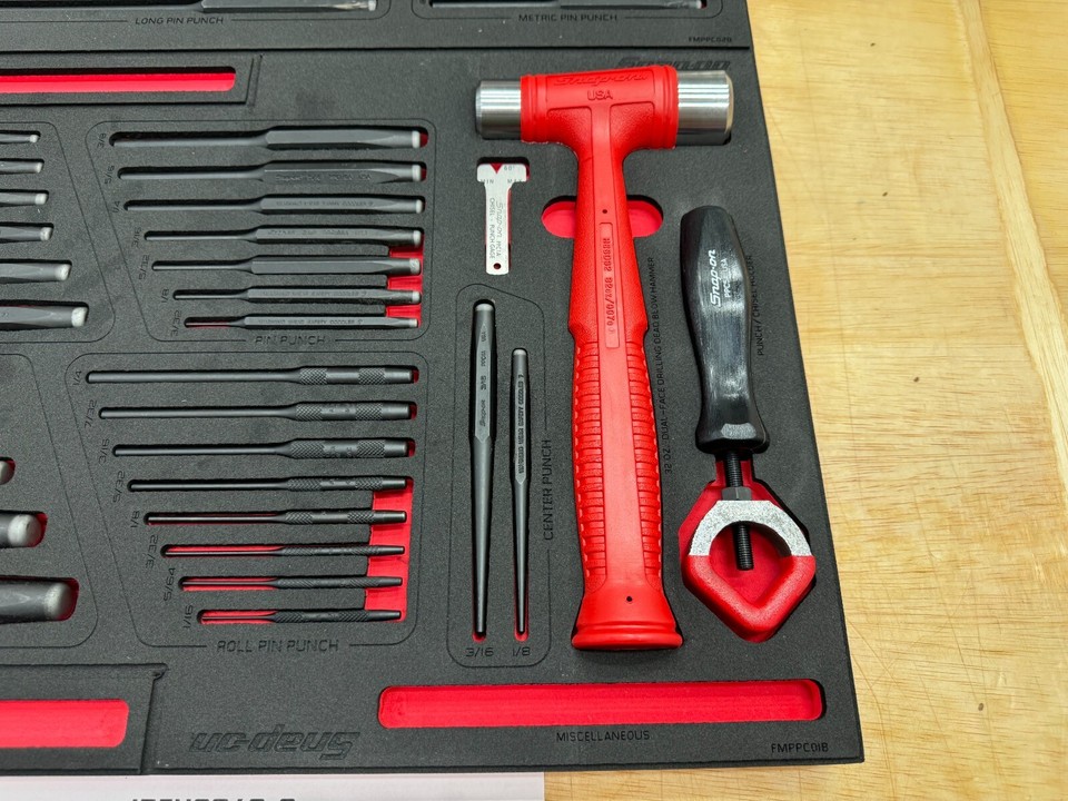 Snap-On Tools NEW RED 48pc Master Punch & Chisel w/ Dual-Face Hammer ...