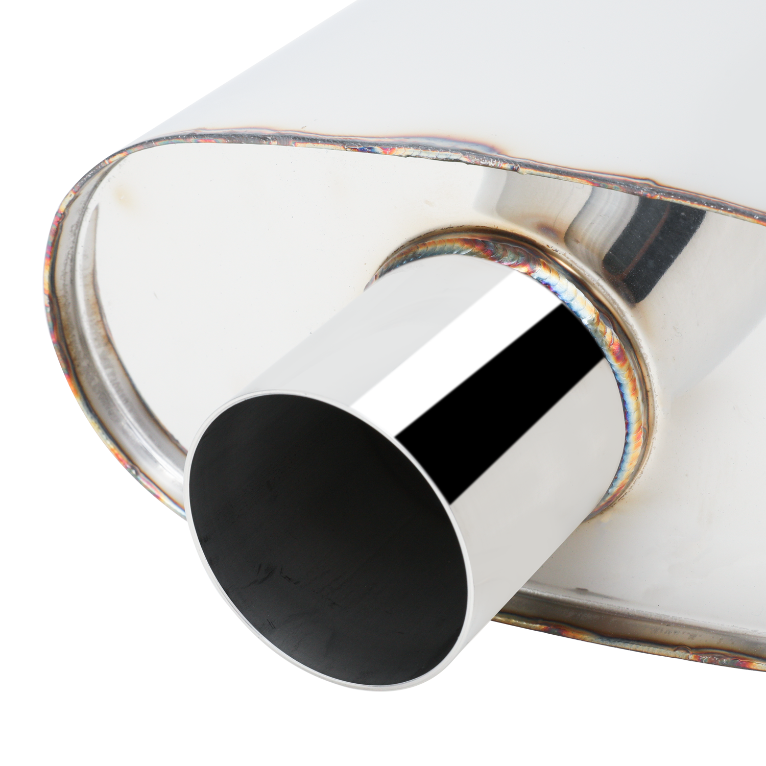 2.5"Inlet 3"Outlet Stainless Steel Chrome Straight Cut Dual Tip Exhaust ...