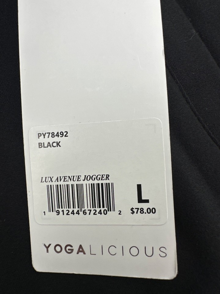 $78 Yogalicious Wome’s Lux Cuffed Ankle Jogger - Black - Large - New With Tag | eBay