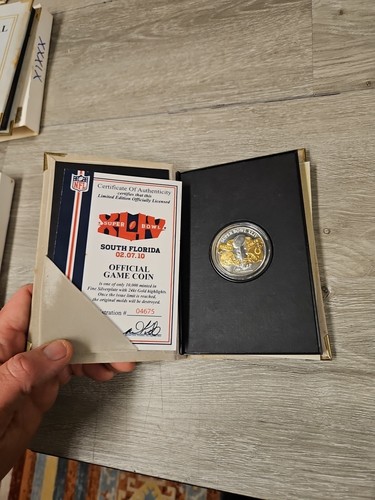 RARE! NFL Super Bowl 44 Limited Edition .999 Silver 24K Gold Flip Coin ...