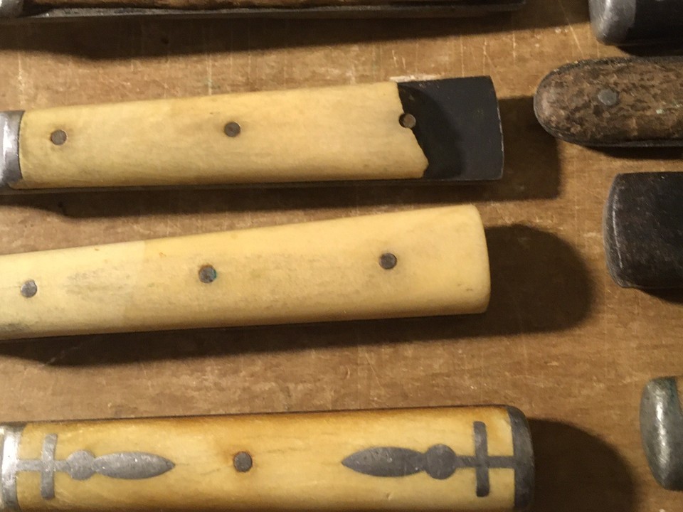 19 Piece Antique Primitive 1800’s Bone & Wood Handle Flatware Knives ...