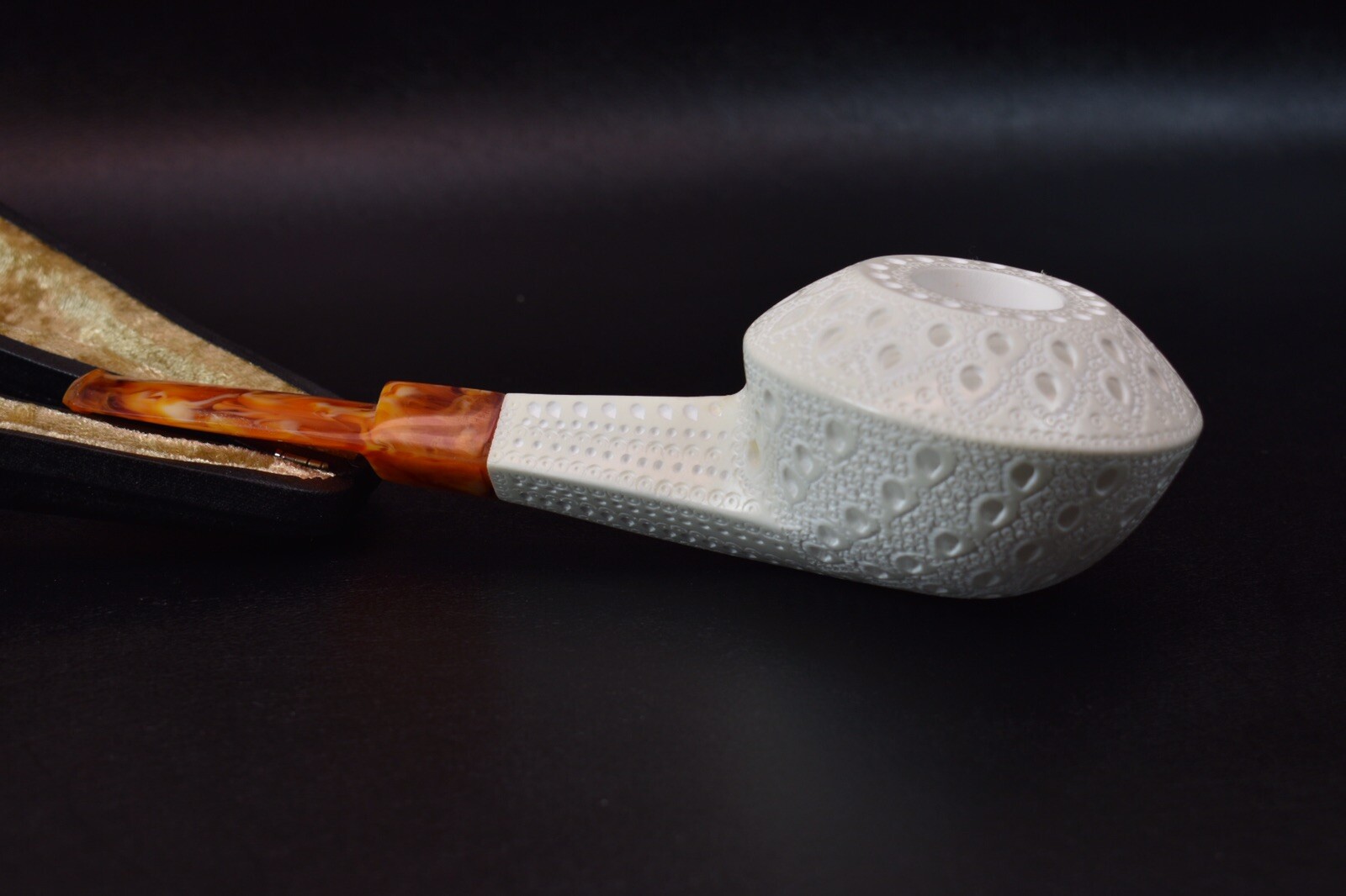 XL Squashed Bulldog Pipe By Ali New block Meerschaum Handmade W Case ...