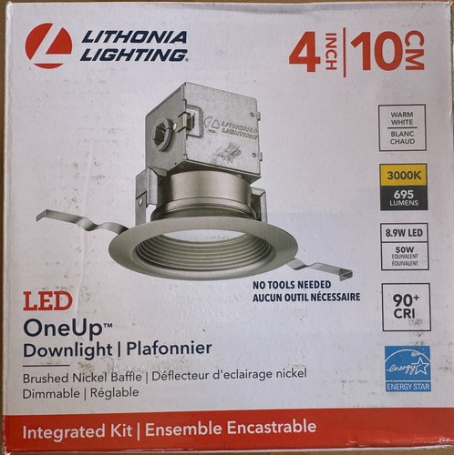 Lithonia Lighting 4'' Brushed Nickel Integrated LED Canless Recessed ...