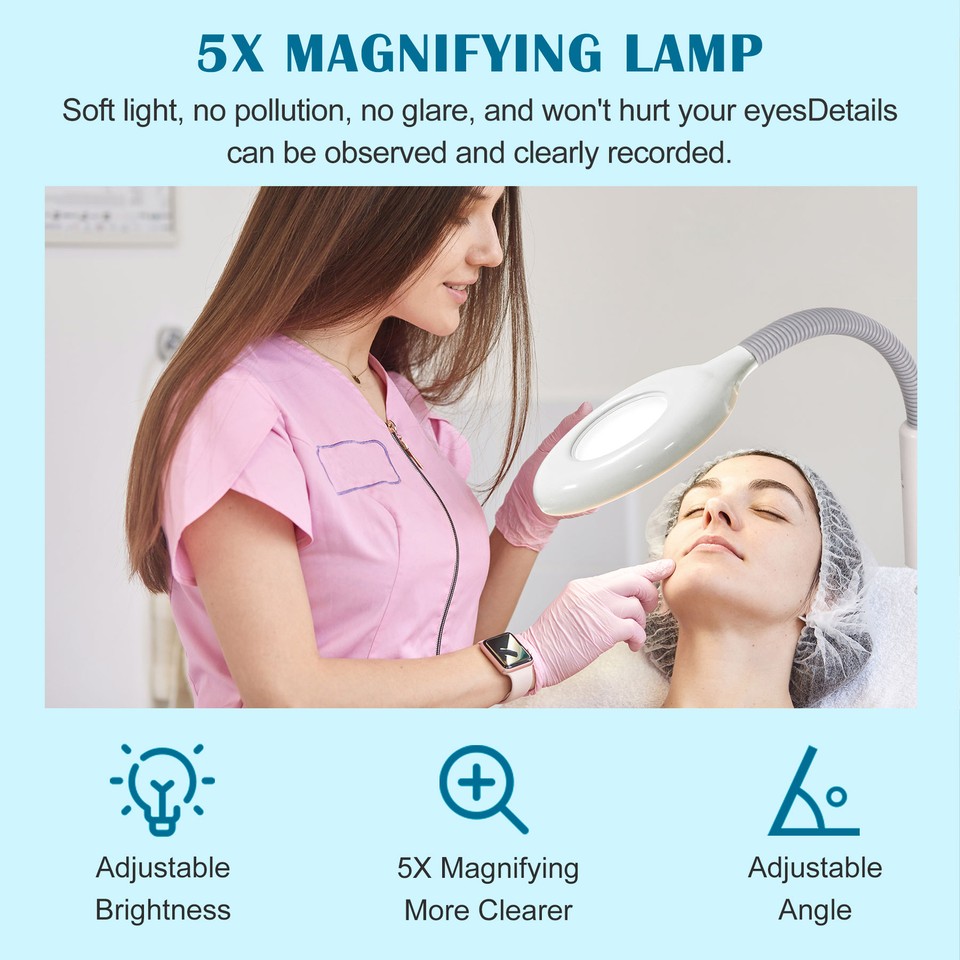 5X LED Magnifying Lamp 3 in 1 Facial Steamer Beauty Salon Spa w/ Hot ...