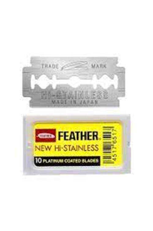 100 Feather Shaving Razor Blades Stainless Double Edge HI-Stainless ...