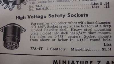 Amphenol # 77A-4 High Voltage Safety Tube Socket 4-pin Fits an 811A ...