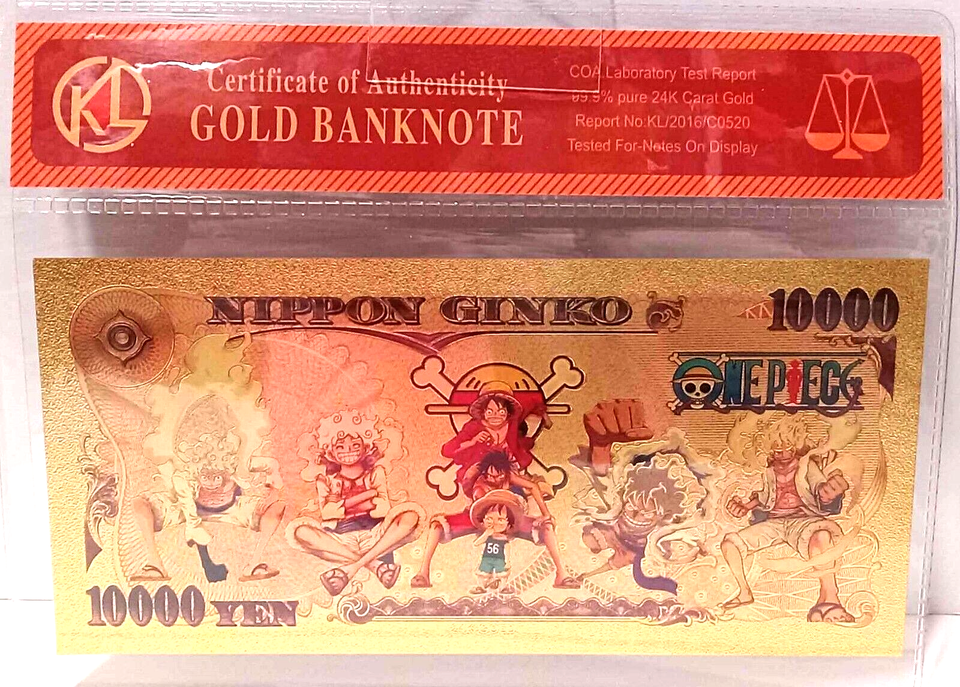 One Piece "LUFFY & THE STRAW HAT PIRATES" COA Lab Tested 99.9% 24k Gold ...