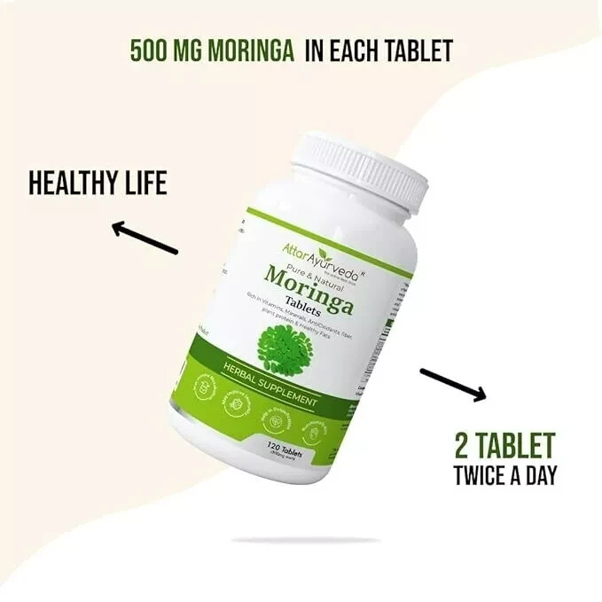 Pura Vida Organic Moringa Oleifera Supplement - 120 Capsules/500mg ...