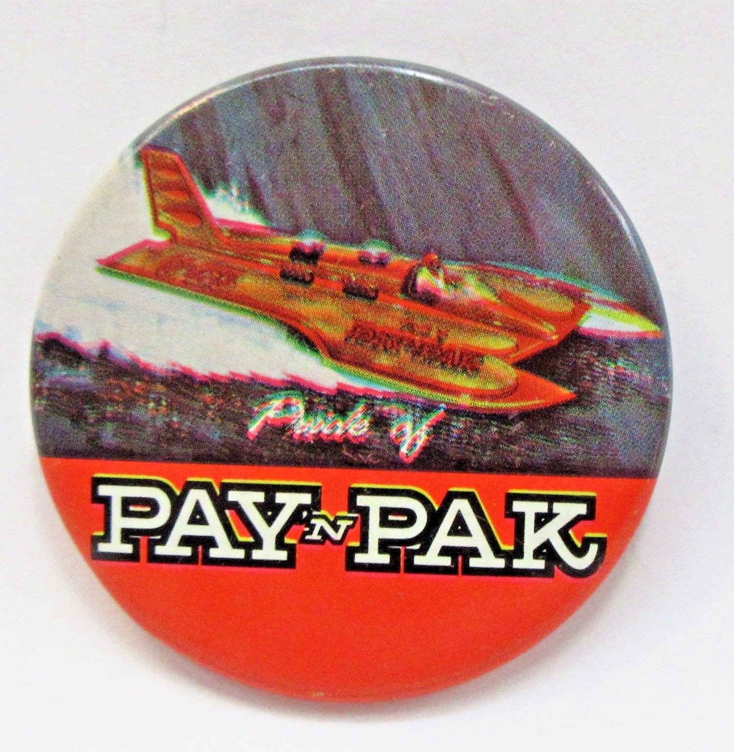 1970 PRIDE OF PAY'N PAK color photo pinback button Hydroplane Boat ...