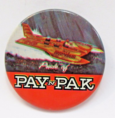 1970 PRIDE OF PAY'N PAK color photo pinback button Hydroplane Boat ...