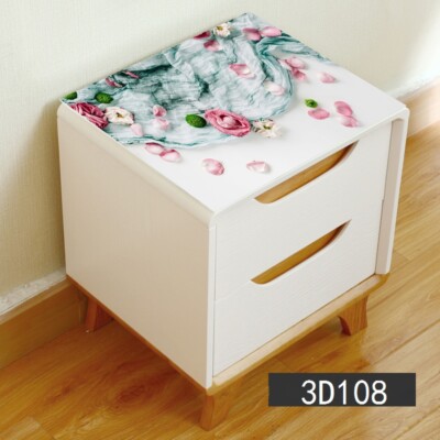 Floral Print PVC Table Cloth Bedside Table Cover Mat Protect Dust Proof ...