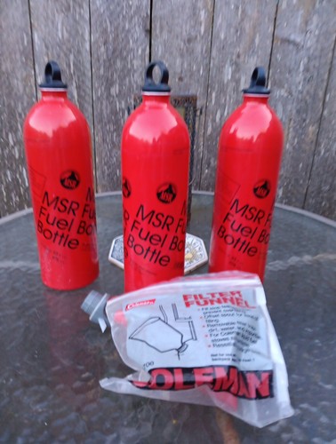 3 MSR 33 Fl. Oz. Fuel Bottles/Fuel Funnel/Spout Cap Lot Made USA 🇺🇸 | eBay