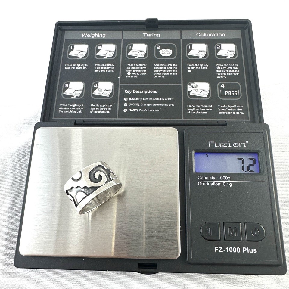 Vintage Sterling Silver 925 Mexico Overlay Design Band Ring 7 Grams ...