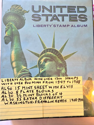 US Liberty Stamp Album 1847 to 1988, 1300 Stamps, 800 Mint, also Sheets ...
