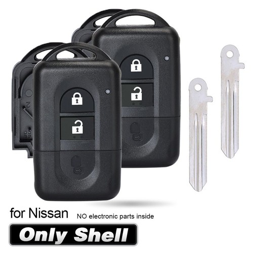 2x Flip Remote key Shell Case 2 Button for Nissan Micra Xtrail Qashqai ...