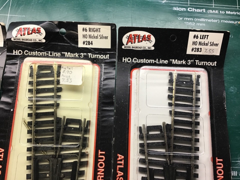Lot of 4 HO Atlas Custom Line #6 “Mark 3” Turnouts Nickel Silver Code ...