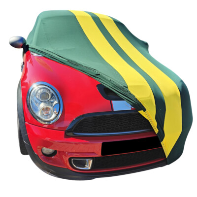 Indoor car cover fits Mini Coupe (R58) bespoke Green with yellow ...